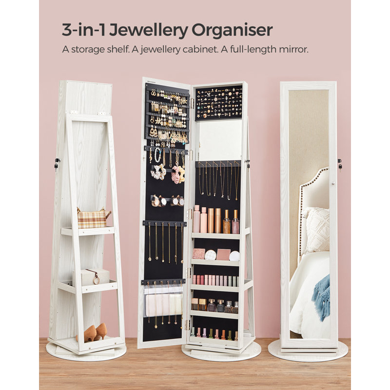 Ebern Designs Quakertown Jewelry Armoire with Mirror Reviews Wayfair